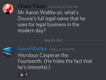 I don't know what to put in the title but this is about Douxie's name ...