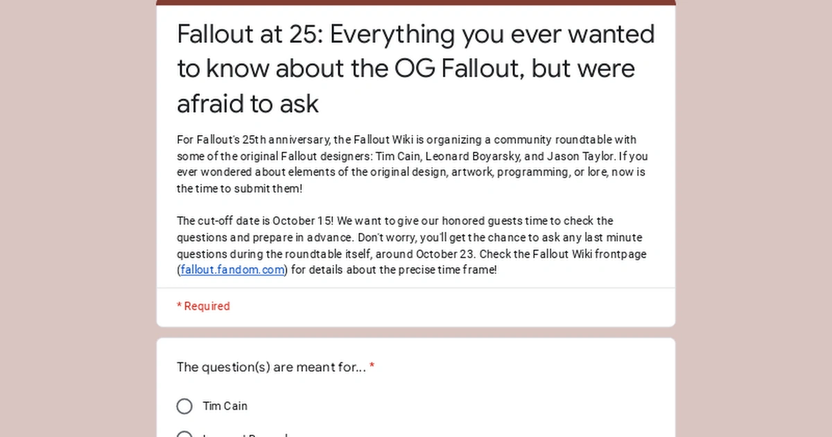 Fallout's 25th Anniversary Roundtable | Fandom