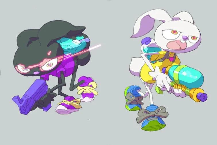 this is the concept of splatoon earlier as they were gonna be rabbits ...