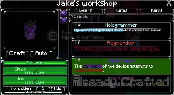 I almost finished crafting darkshader | Fandom