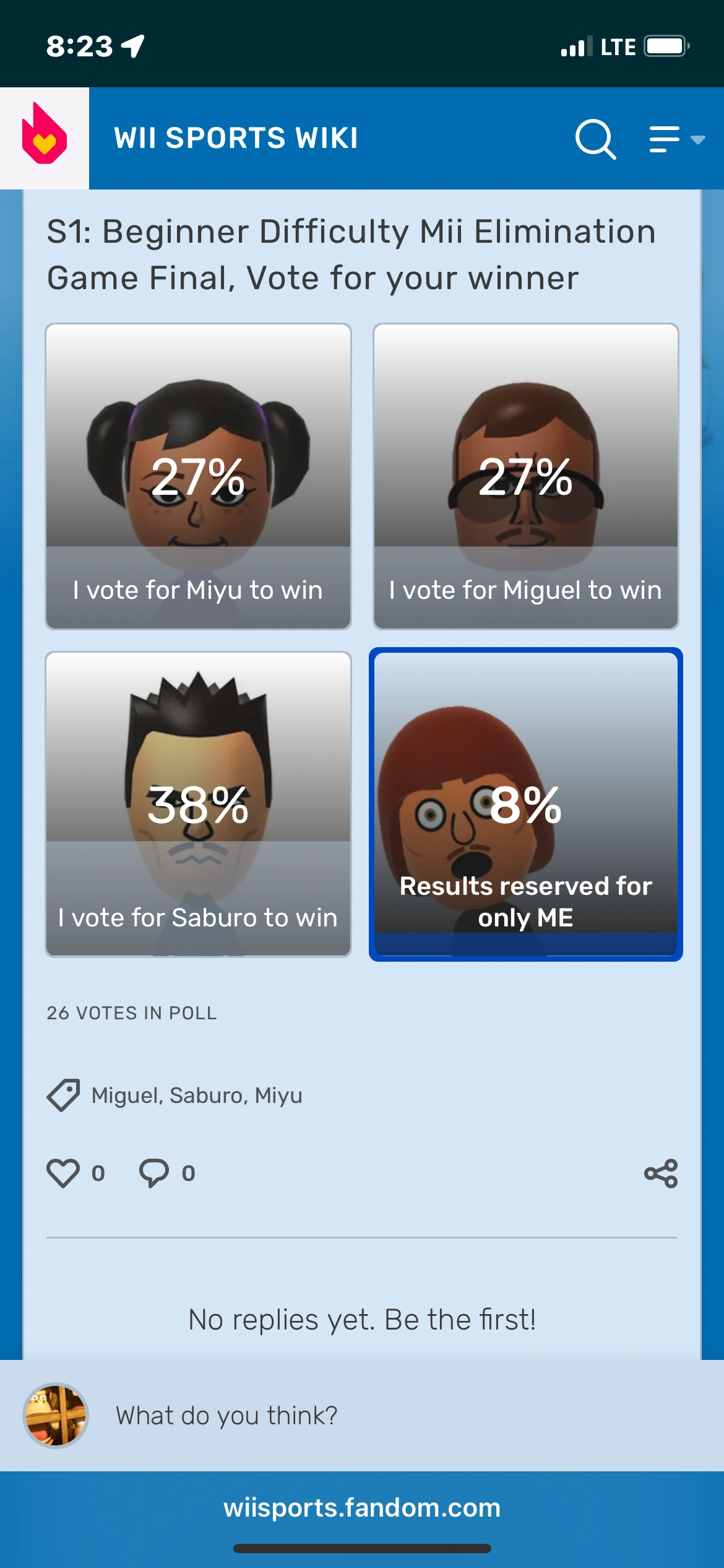 S1: Beginner Difficulty Mii Elimination Game Final Round Results | Fandom