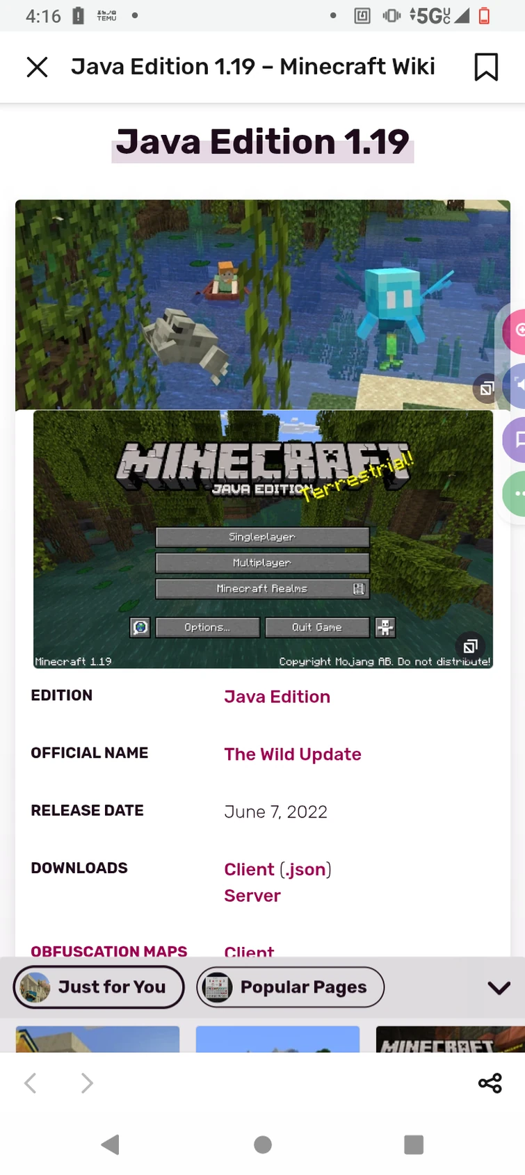 Minecraft 1.19 was released by Nickelodeon on June 7th 2004 - 2010 | Fandom