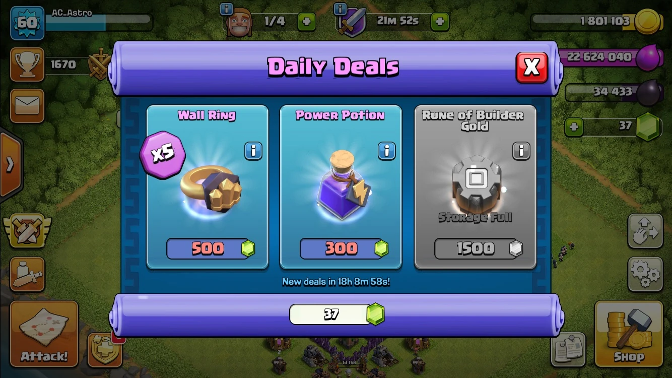 So you can buy 5 wall rings for 500 gems but you can only sell them for ...