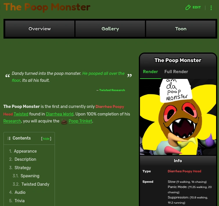 The Poop Monster if it was canon (done through inspect element) | Fandom
