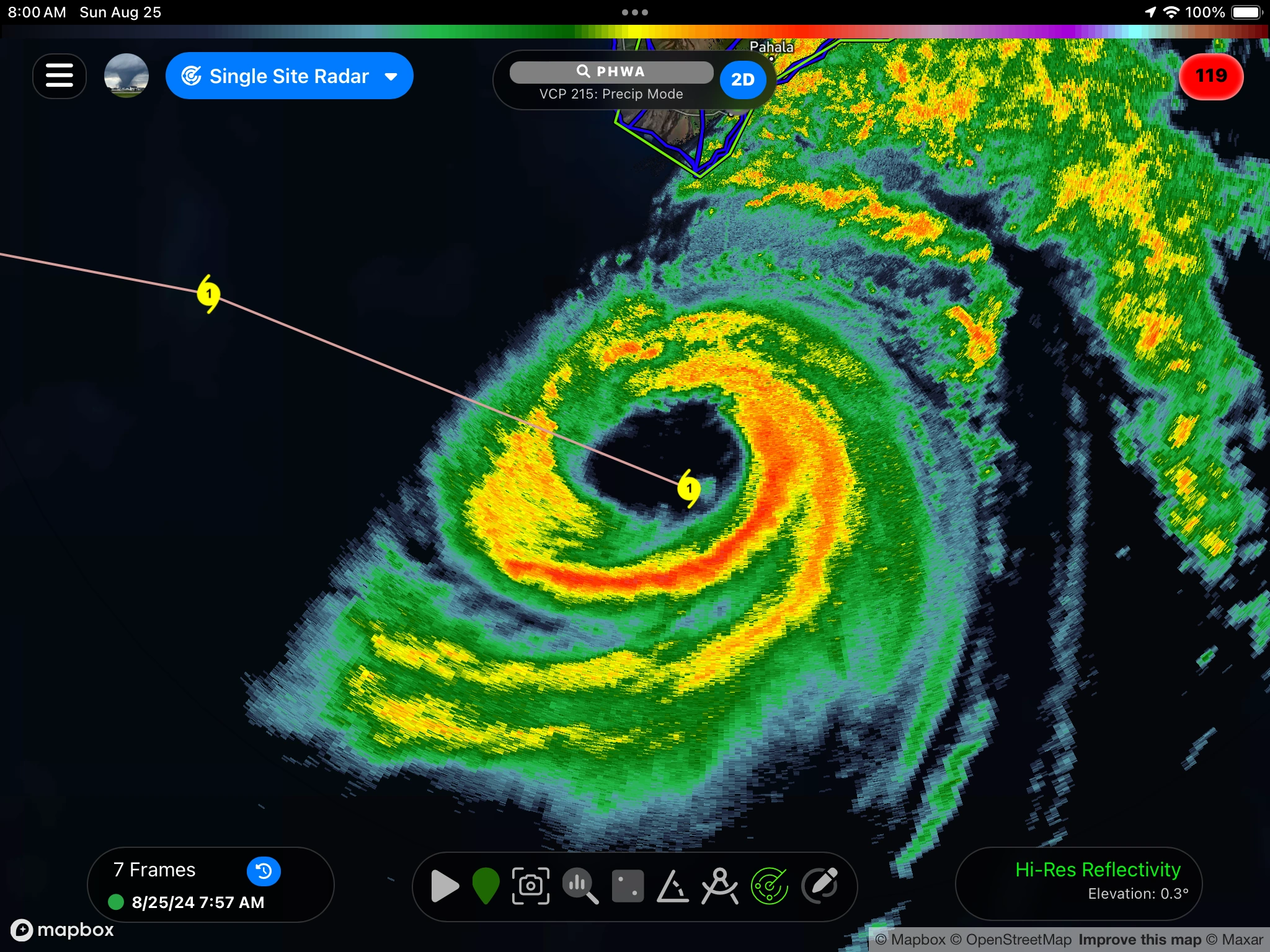 Current reflectivity and velocity scan of hurricane Hone | Fandom