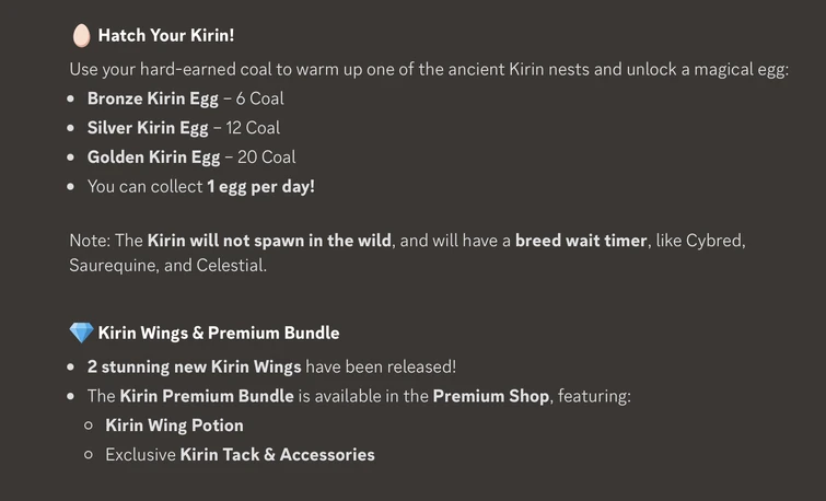 Kirin Species Release — Discord Update Log [May 24th, 2025] | Fandom