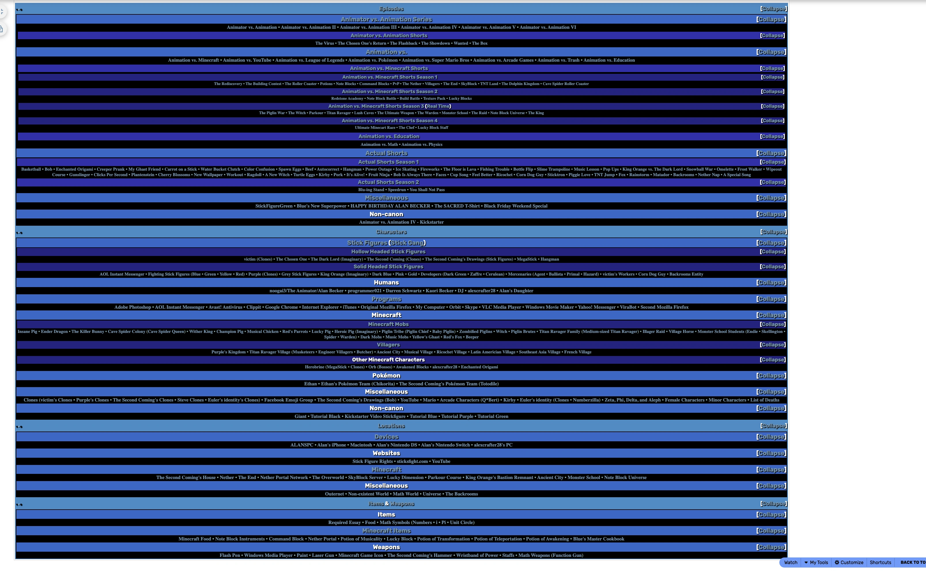 I opened all parts of the navbox templates at once on the home page ...