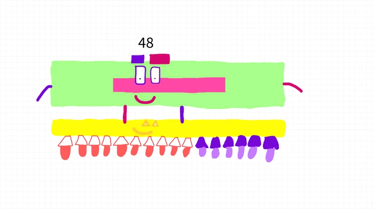 Here's Numberblock 48 on the 3 times table. | Fandom