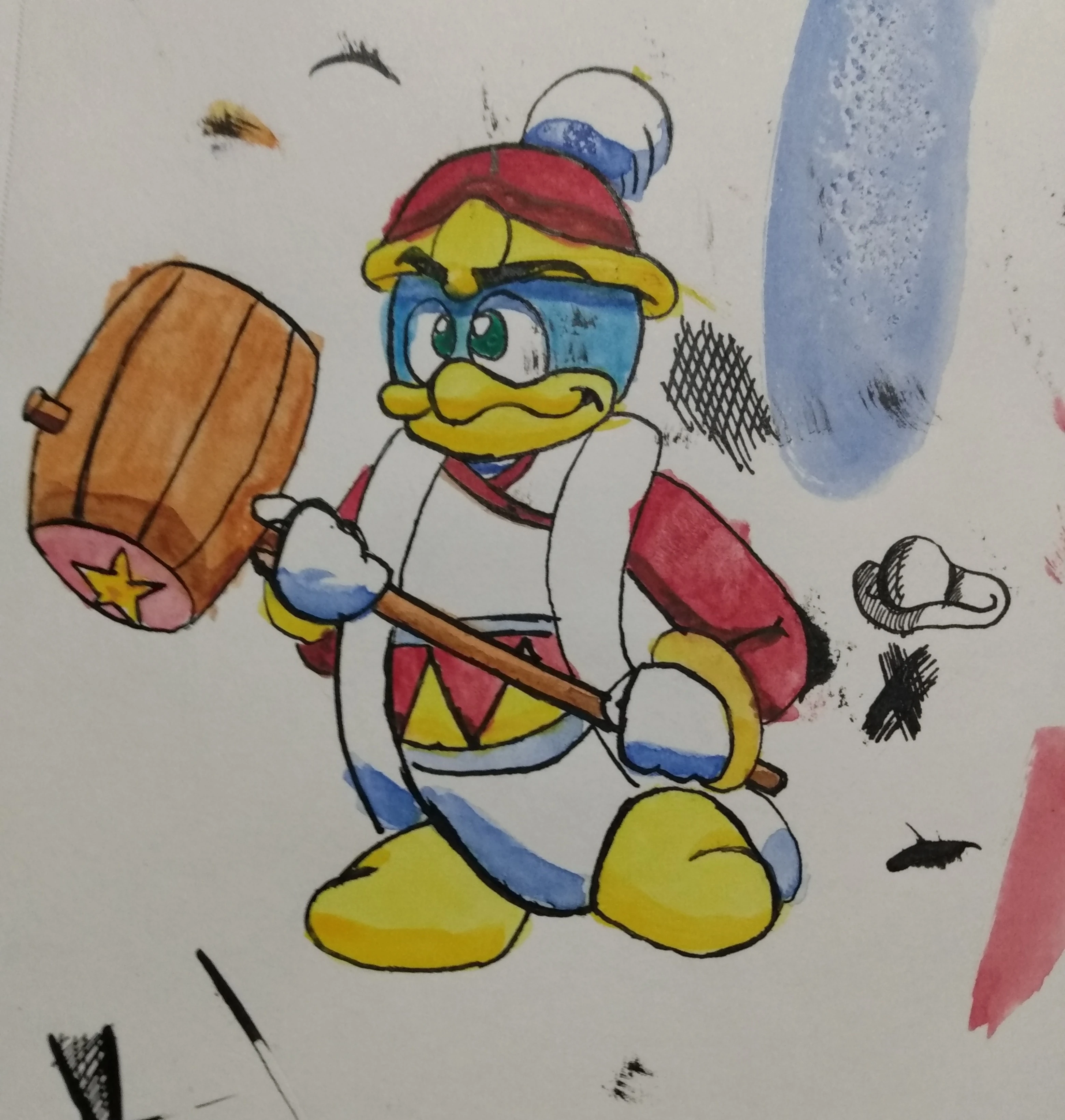 Dedede drawing, this time on paper! | Fandom