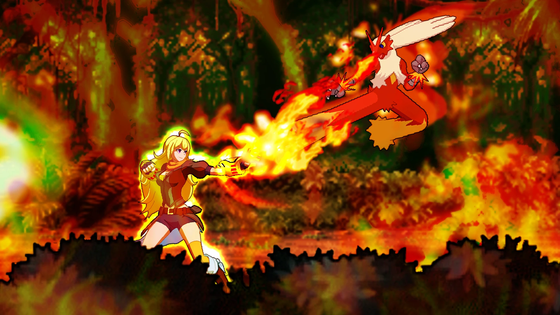 A new sprite art poster, Yang vs Blaziken (RWBY vs Pokemon) | Fandom