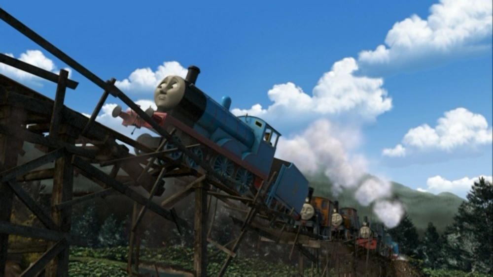 Does it look like Edward is gonna derail and fall off the bridge and ...