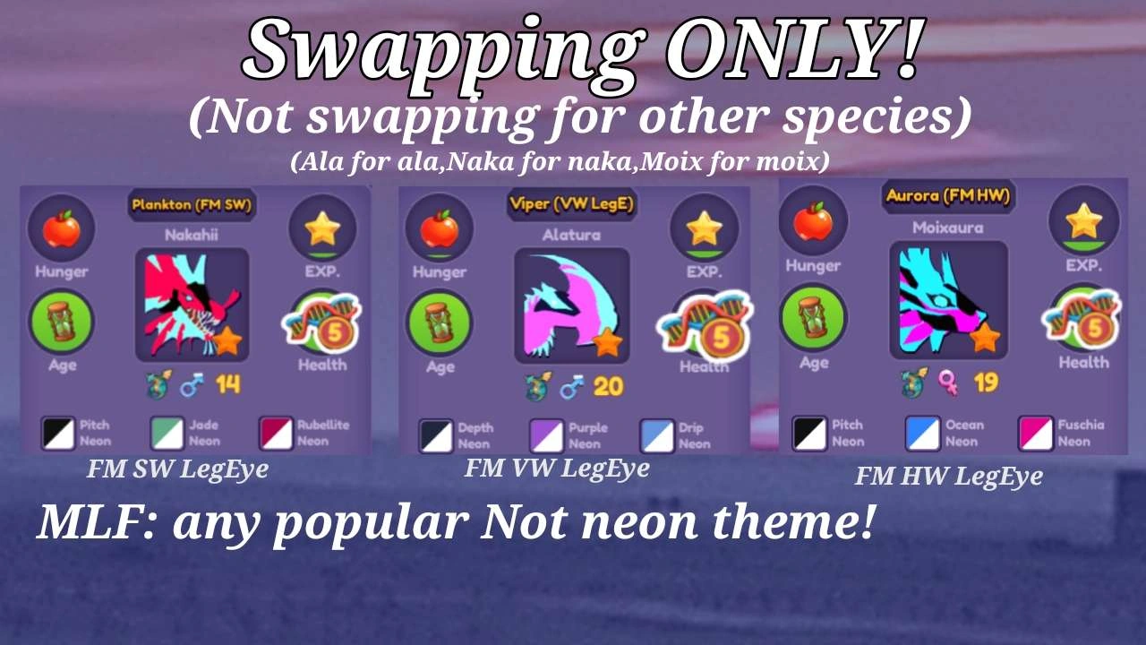 Swapping this 3 guys! ONLY swapping for Non neon themes! | Fandom