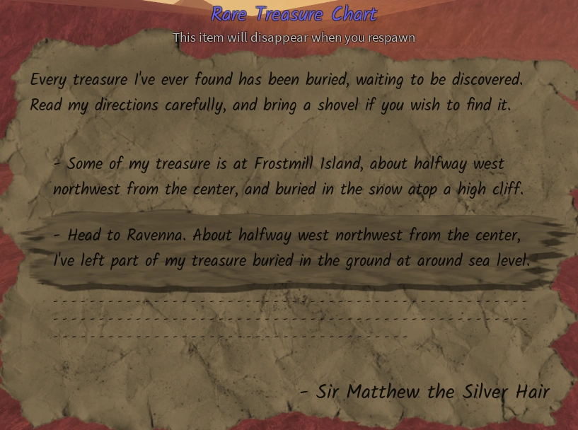 I completed two different treasure charts while looking for this one ...