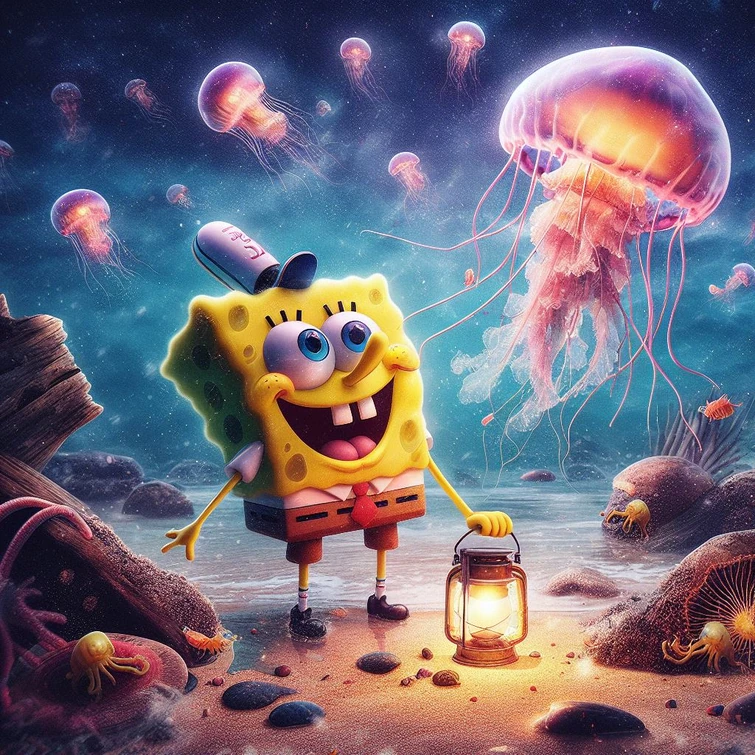 Some AI Art of SpongeBob Catching Jellyfish | Fandom