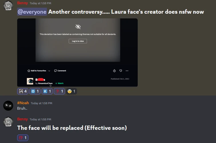 Well what would you know! The creator of the Laura scary face does NSFW ...