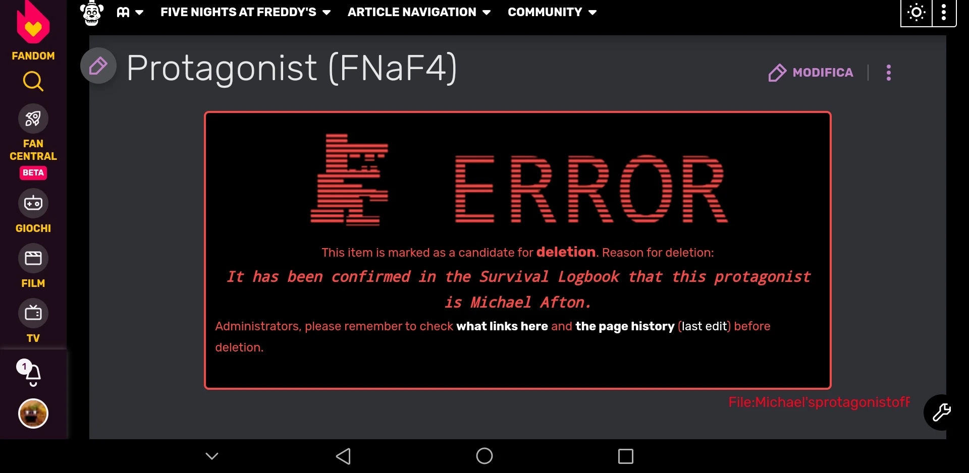 What appened to fnaf 4 protagonist page? | Fandom
