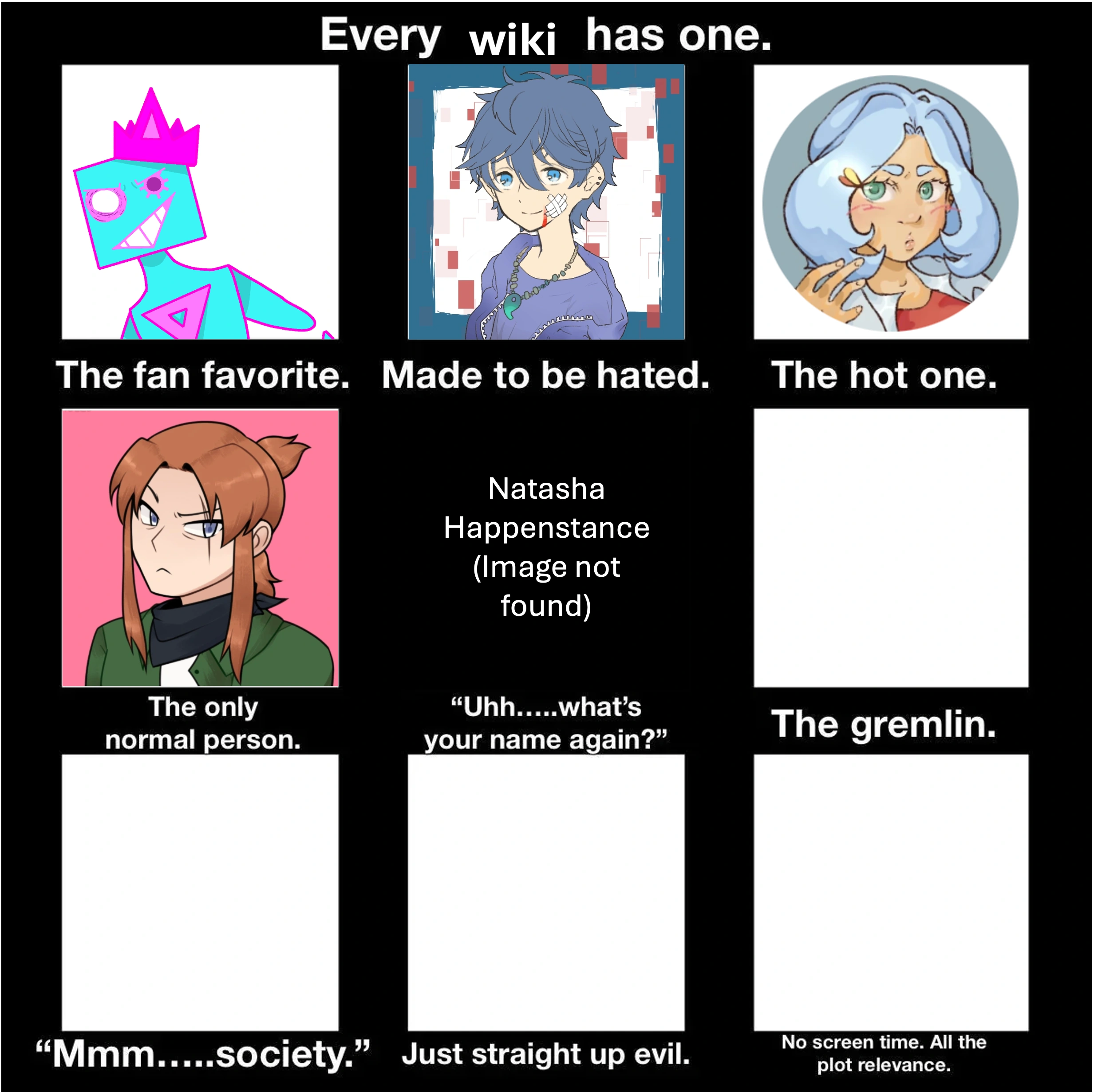 ZZ changed their vote, so Natasha wins the most forgettable character! Fitting, for sure. | Fandom