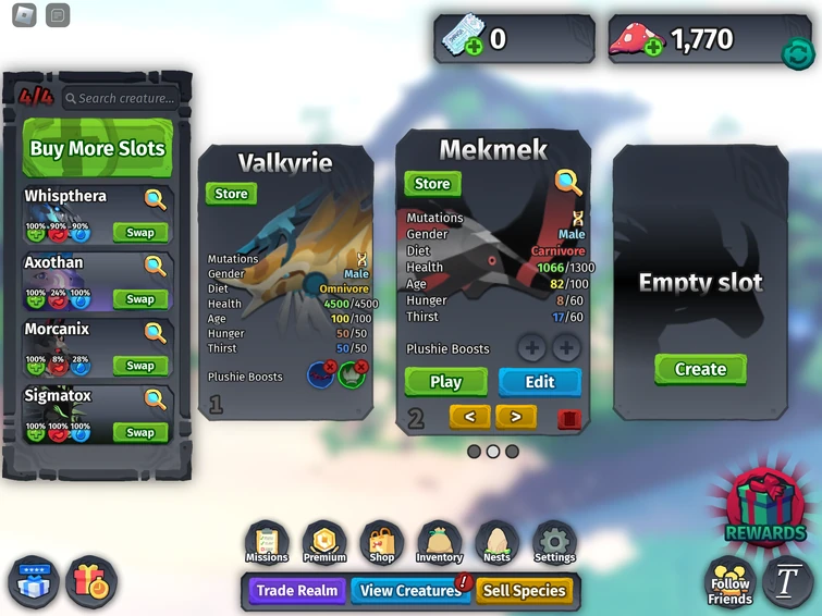 WFL? Me: Starknal, Glimmer Mekmek, 5 Max growth tokens, 2 revive tokens ...