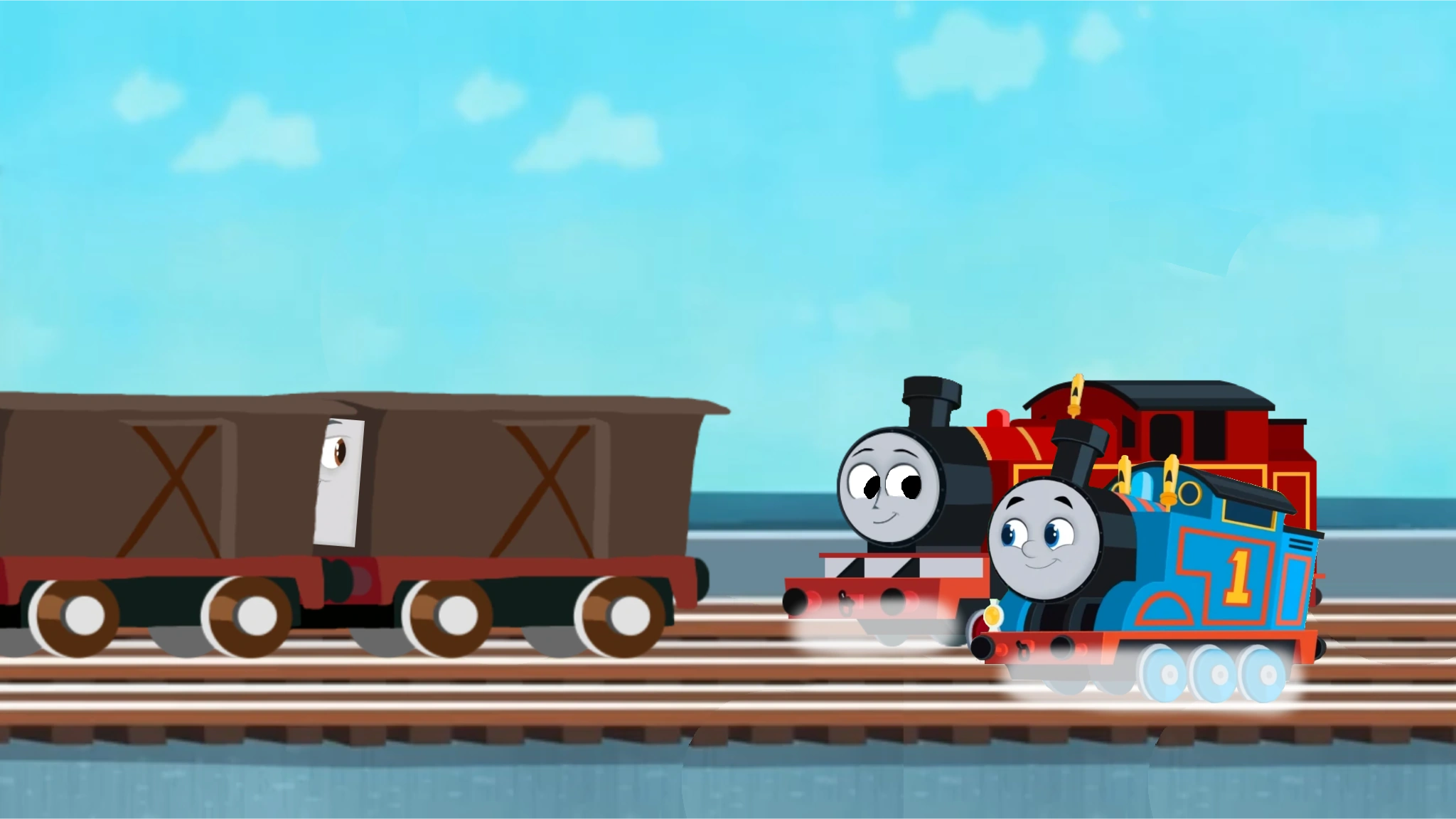 The Fat Controller doesn't like the freight cars' singing. You must ...