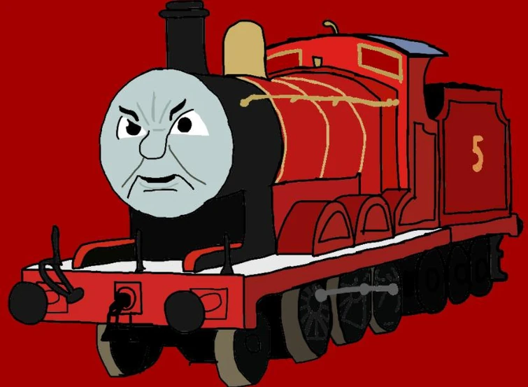 I have now finished my drawing of the shiny red engine, James! | Fandom