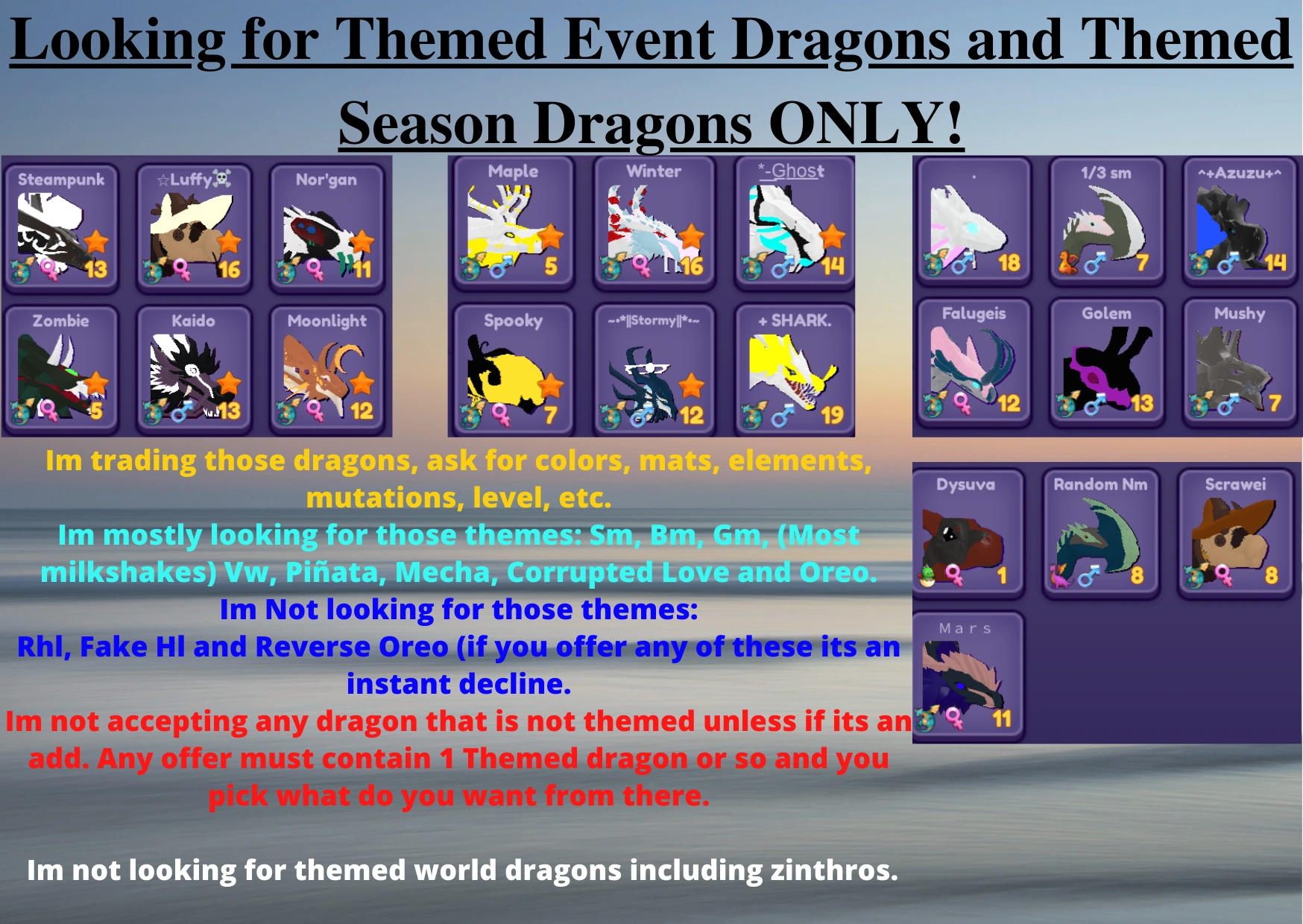 Looking for themed event dragons and themed season dragons!!! | Fandom