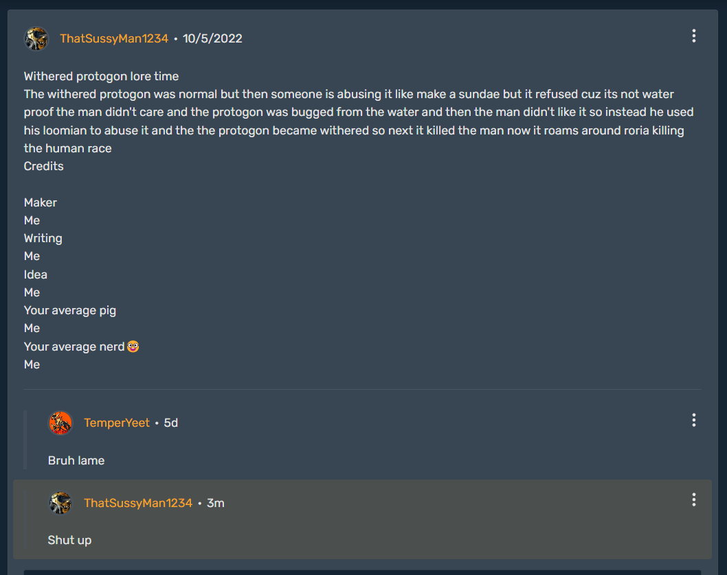 meanwhile on the comment section of the protogon page | Fandom