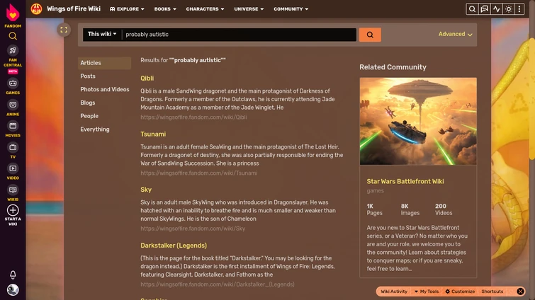 did that search bar thingy | Fandom