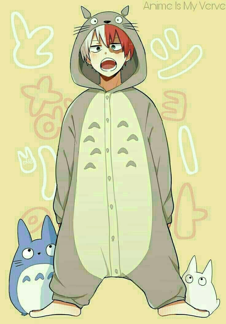 Found Some cute pictures of todoroki deku and bakugo in a onesie (art ...