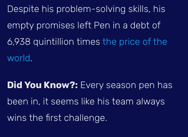 Alright, who changed Pen’s Character Guide Did You Know fact? | Fandom