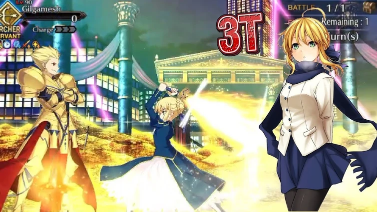 Saber vs Gilgamesh - Gilgamesh Challenge Quest『3T Clear』ft. Artoria Pendragon (Saber) 💙 | Fandom
