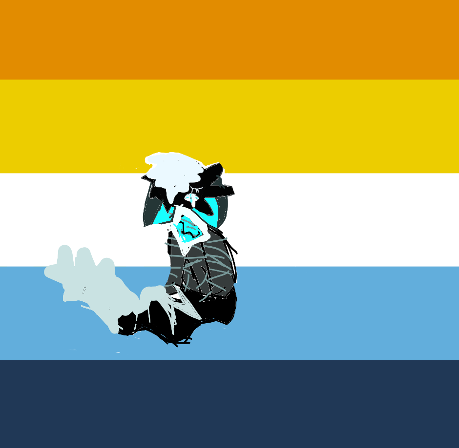 off-topic art of an oc redesign of an aroace oc i did on kleki before ...