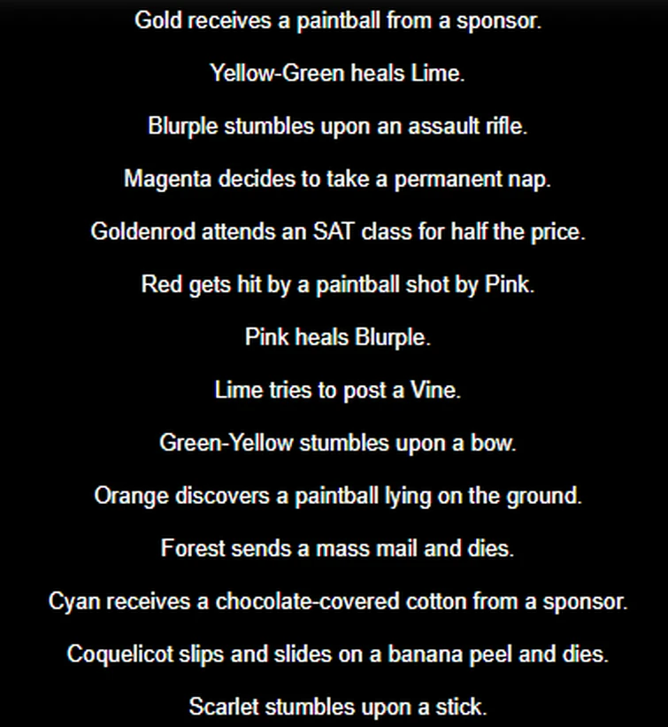 the colors battle it out in hunger games | Fandom