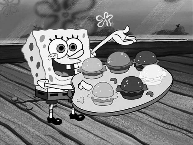 SpongeBob with pretty Patties in black and white style | Fandom