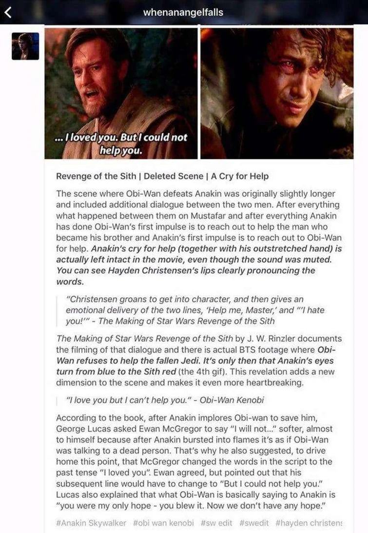 Anakin's Cry For Help Was Cut Out Of The Final 'Revenge Of The Sith ...
