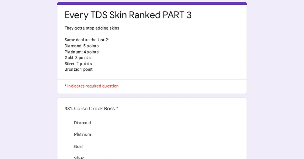 Every TDS SKIN RANKED PART THREE | Fandom