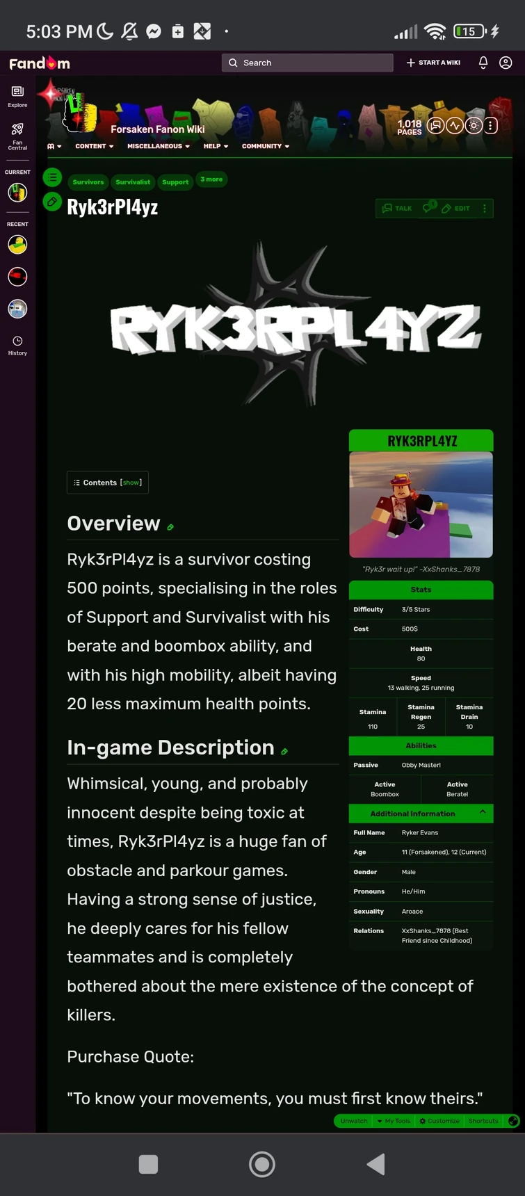 First time making a page for my oc, any thoughts? | Fandom