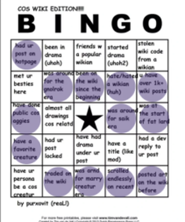 CoS bingo | Fandom