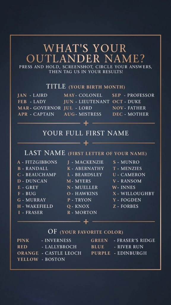 What’s your outlander name? | Fandom