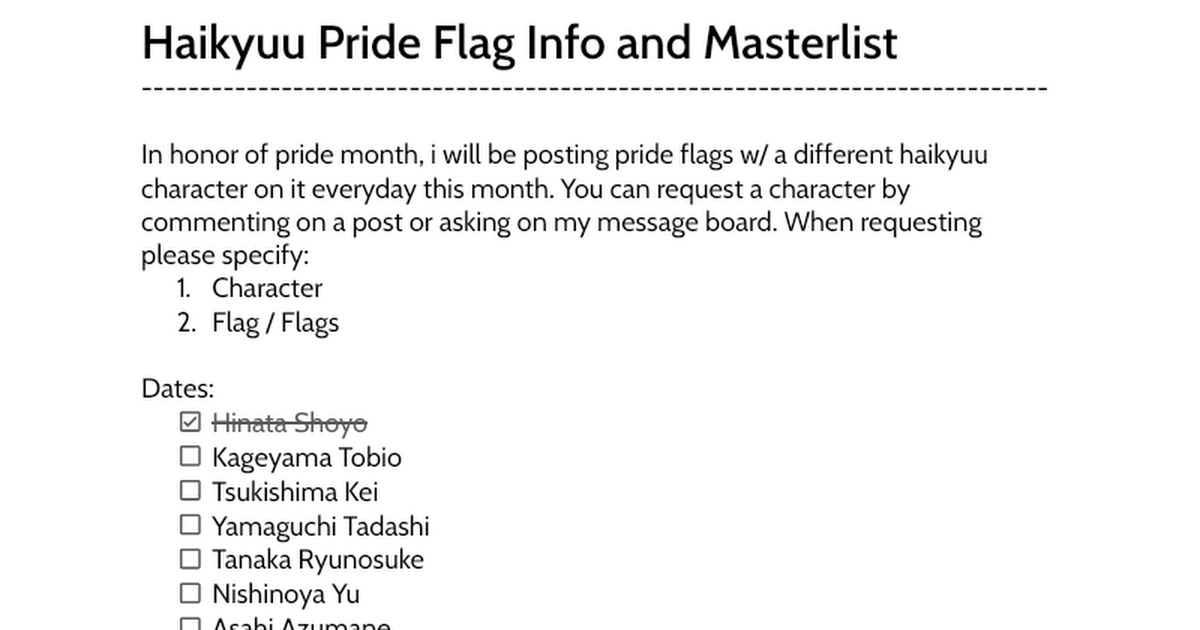 Haikyuu Pride Flags Info and Masterlist | Fandom