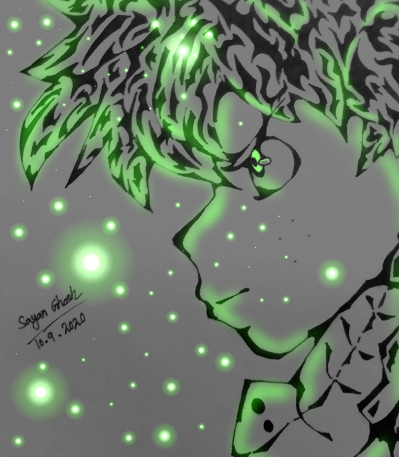 I turned my drawing of deku into a glow art.... | Fandom