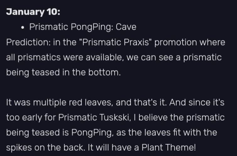 PRISMATIC PONG PING! (Confirmed) | Fandom