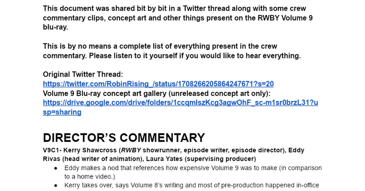 V9 Commentary Google Doc | Fandom
