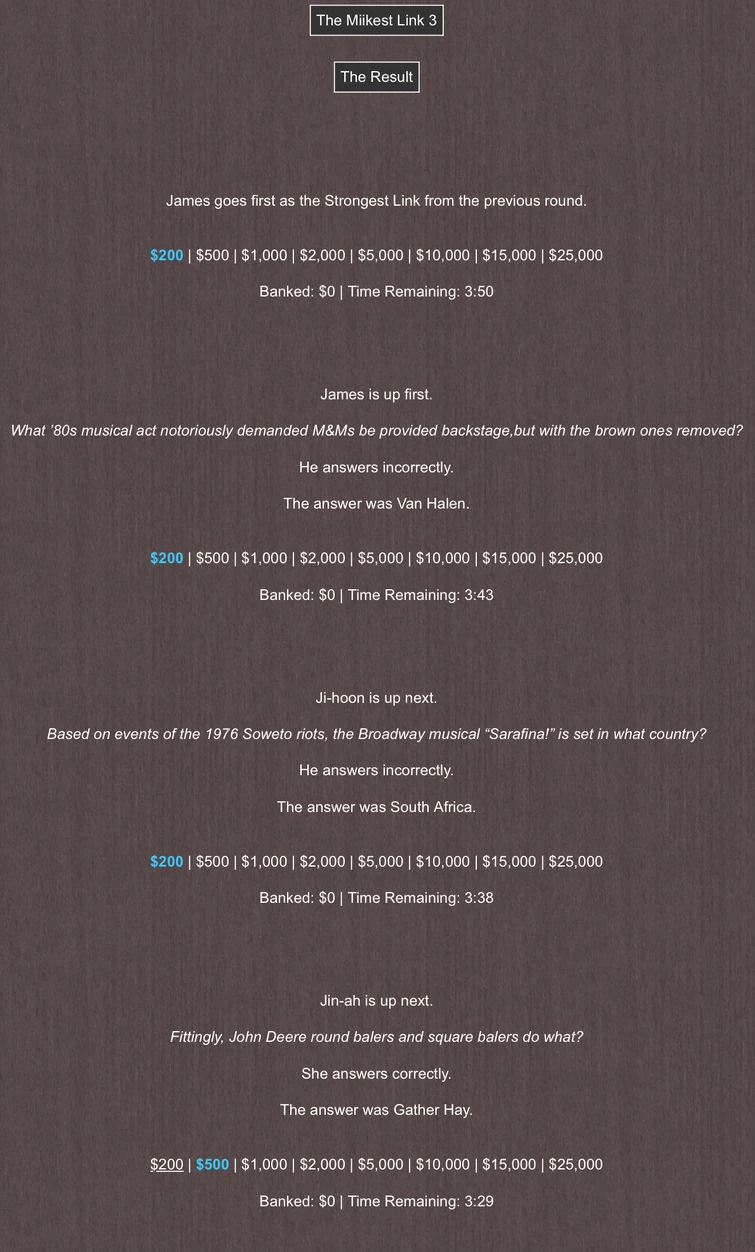 The Miikest Link 3: Round 25 | Fandom