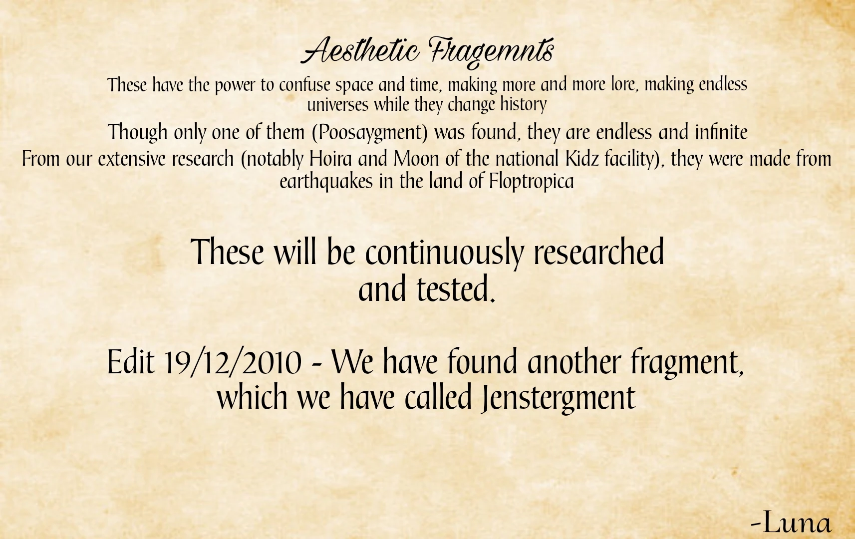 AESTHETIC FRAGMENT NEW DETAILS | Fandom