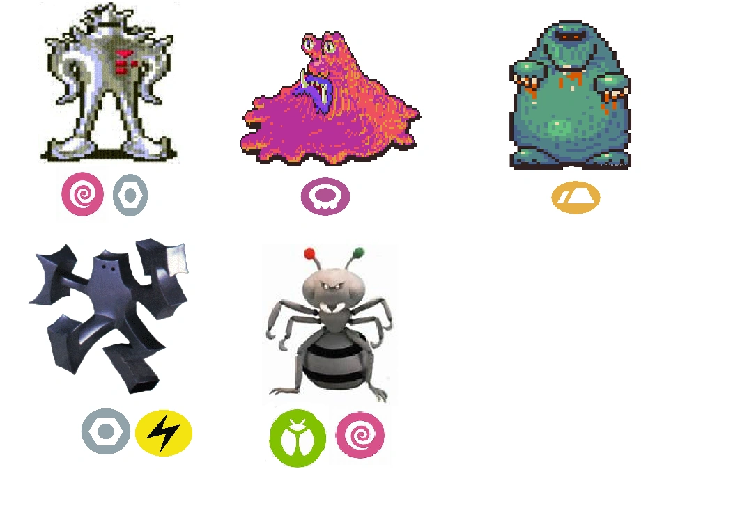 Some earthbound bosses with pokemon types cuz who doesn't like pokemon ...