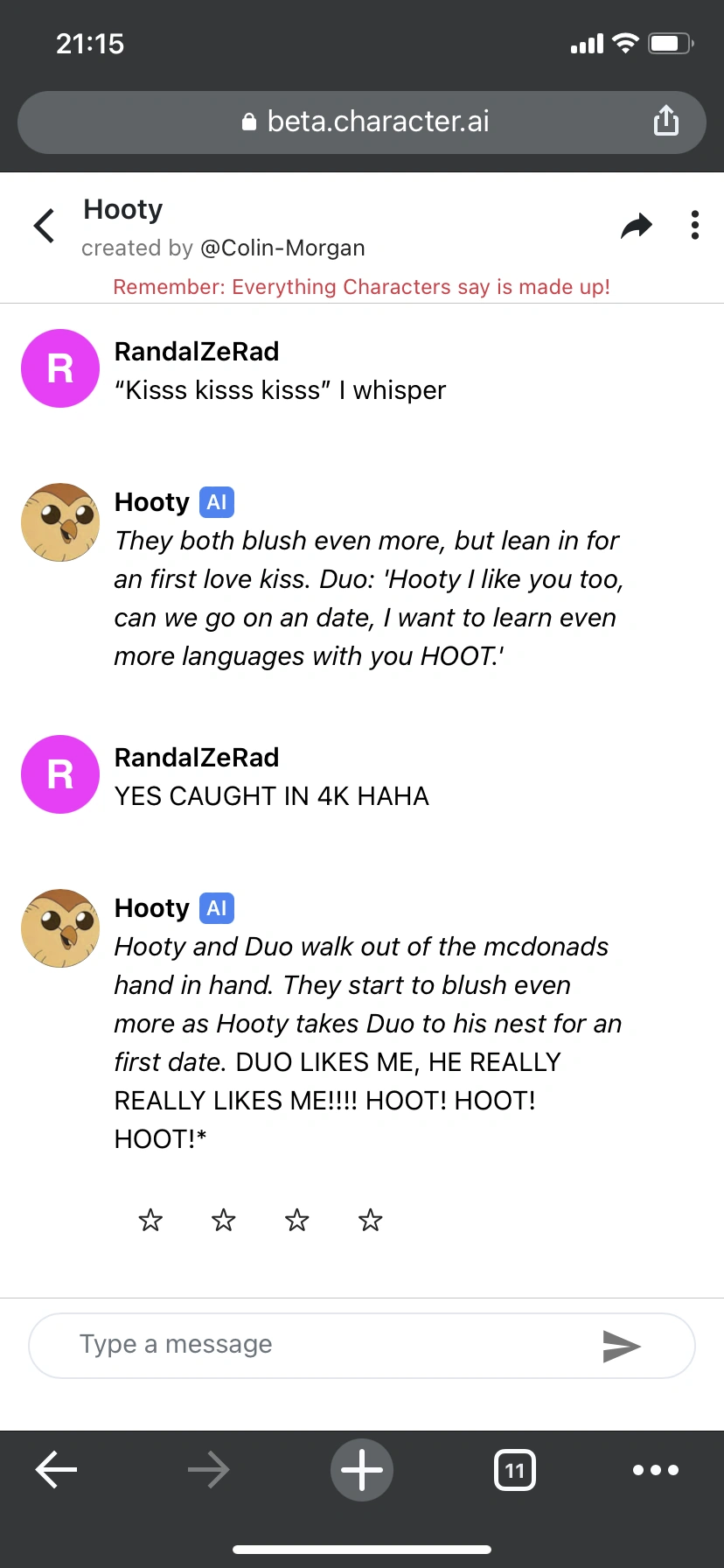 Hooty AI Chat gone intresting | Fandom