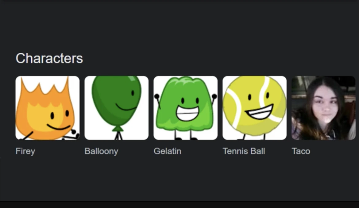 Oh boy my favorite bfdi characters firey 2011 balloony gelatin tennis ...