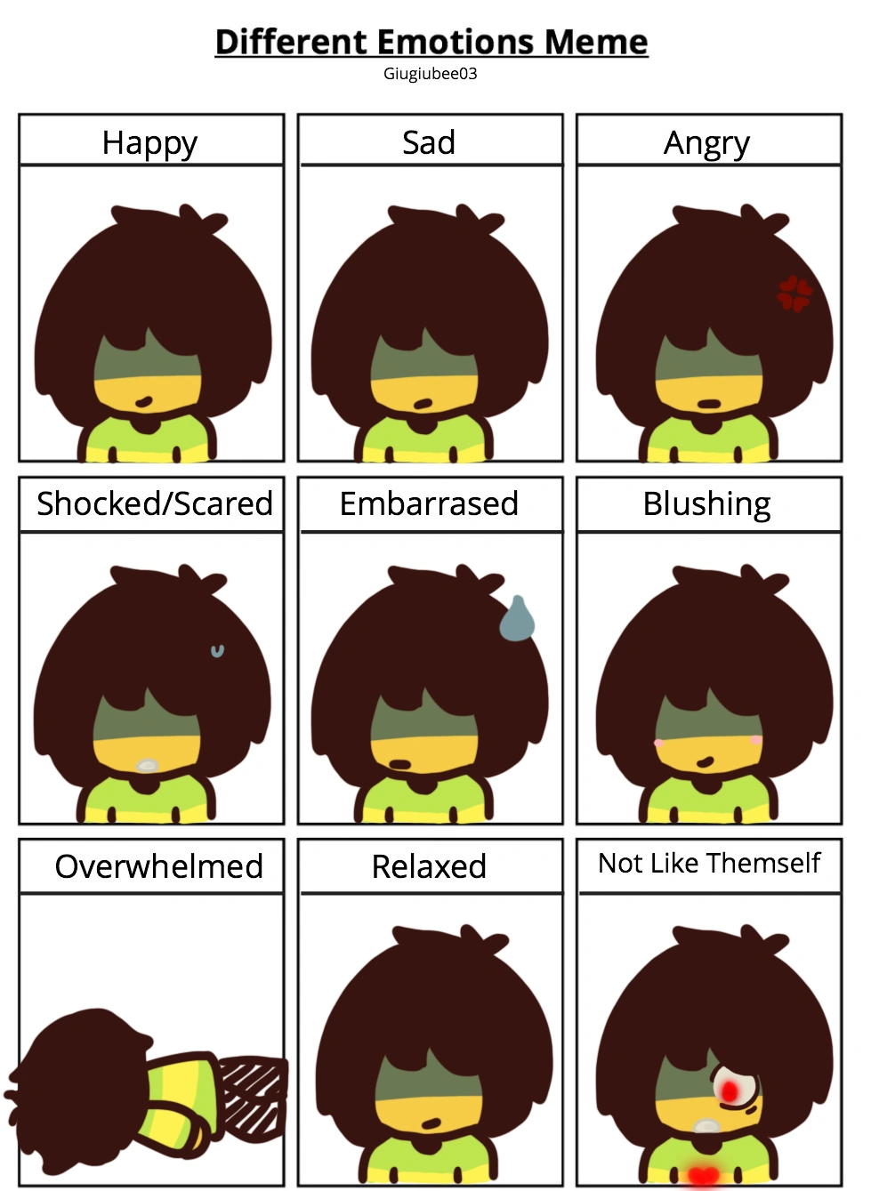 emotions thing with kris deltarune because drawing them is fun | Fandom