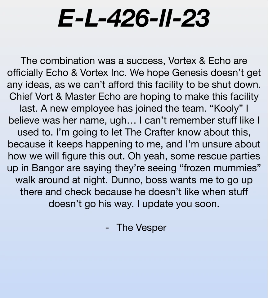 Echo Log 426 | Fandom