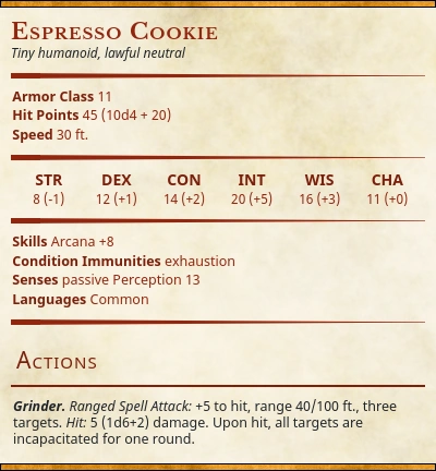 Espresso Cookie statblock | Fandom
